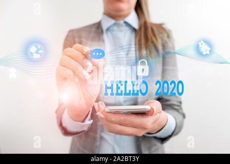 Word writing text Hello 2020. Business photo showcasing expression or gesture of greeting ...