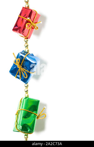 christmas holidays winter decorations against silver glittering ...