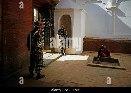 female Nepali security guard in Kathmandu, Nepal Stock Photo - Alamy