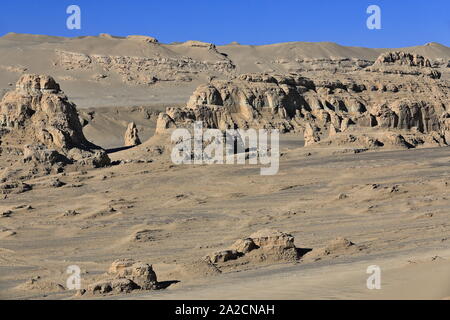 Yardangs-wind eroded rock and bedrock surfaces-alternating ridges and ...