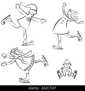 illustration of line art skating couple Stock Vector Image & Art - Alamy