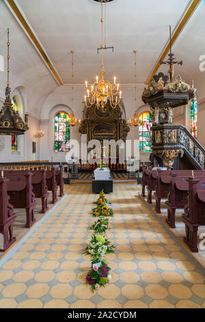 The Trinitatis Lutheran Church interior in Fredericia, Denmark Stock ...