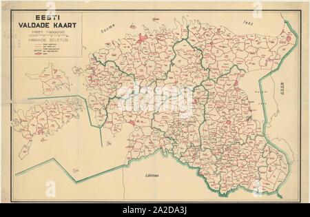 . Eesti: Eesti valdade kaart, 1939. a. reform. Musta kontuuriga vanad ...