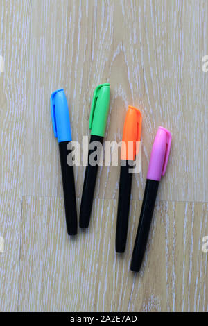 Colorful (colourful) pens on isolated on white backgroundj with ...