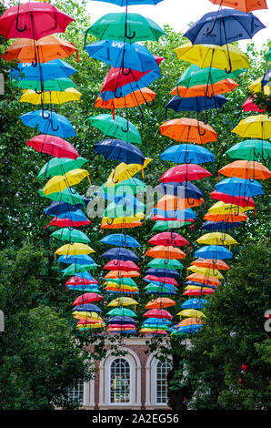 Hundreds of colourful umbrellas in Liverpool city centre, known as the ...