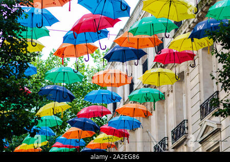 Hundreds of colourful umbrellas in Liverpool city centre, known as the ...