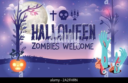 Halloween zombies welcome design ,vector illustration Stock Vector ...
