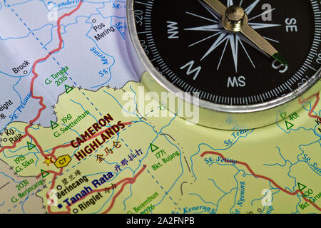compass and tourism map of Malaysia Stock Photo - Alamy