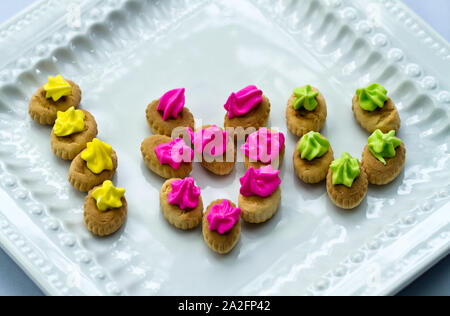 Homemade cookies on a white rectangular plate. Clipping path Stock ...