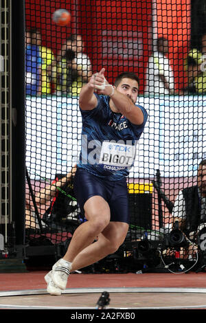 Quentin Bigot, of France, competes during the men's hammer throw final ...