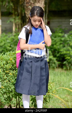 Sick Youthful Girl Student Wearing Uniform Stock Photo - Alamy