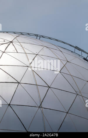 Space age modern silver dome structure with hexagonal and triangular ...