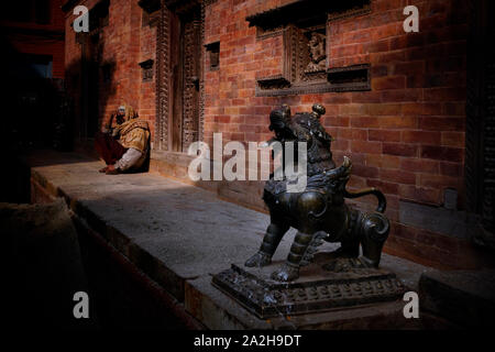 Elaborately carved wooden windows in the traditional Newar style ...