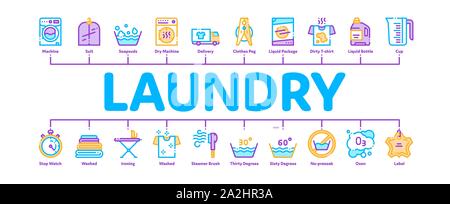 Laundry Service Minimal Infographic Banner Vector Stock Vector Image ...