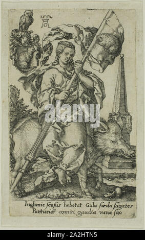 Heinrich Aldegrever. Gluttony, from the Vices. 1552. Germany. Engraving ...