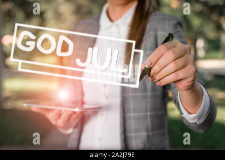 Text sign showing God Jul, Business overview Merry Christmas Greeting ...