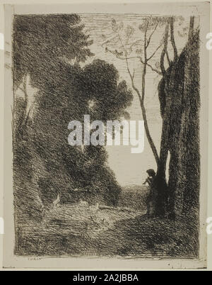 Corot - The Young Shepherd, second plate, c. 1855, 1926.2204 Stock ...