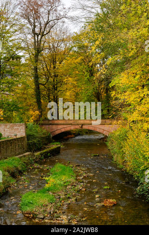 Fürstenau castle in Steinbach in the Odenwald: Sandstone bridge over ...