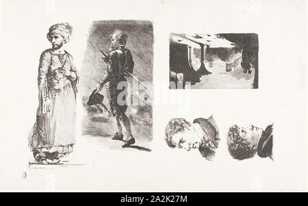 Eugène Delacroix. Sheet of Sketches. 1826. France. Lithograph in black ...