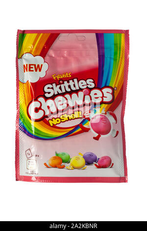 packet of fruits Skittles chewies sweets no shell opened with contents ...