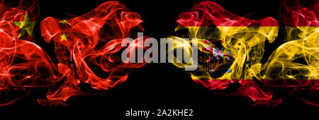 Spanish vs China, Chinese New Year celebration sparkling fireworks ...