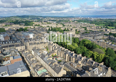 Aerial view of Edinburgh City Centre and St James Quarter from drone ...