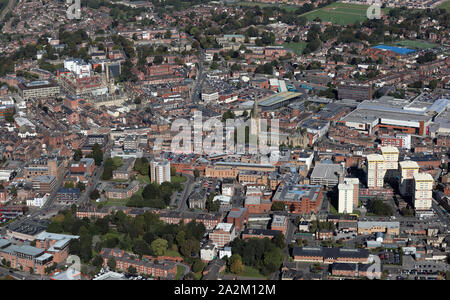 Wakefield historic town center aerial view on Main Street in Wakefield ...