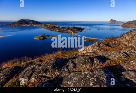 sunset at road bridge to sommaroy island, kvaloya, troms,tromso,norway ...