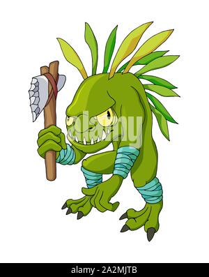 Cartoon angry toothed sea creature character. Vector clip art ...