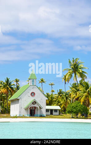 The church of Saint-Etienne in the abandoned village of Tematahoa on ...
