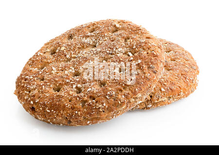 two round breads isolated on white Stock Photo - Alamy