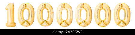 Number 1000000 one million made of golden inflatable balloons isolated ...