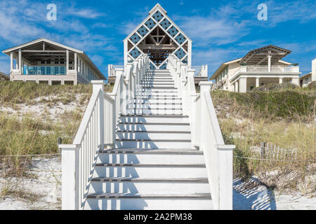 Sandy stairs leading to a Florida white sand beach in the panhandle on ...