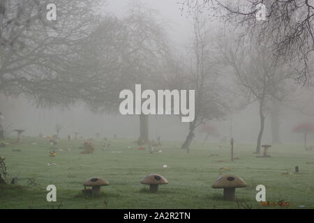 Exeter and Devon Crematorium Remembrance Gardens on a Misty Winters Day ...