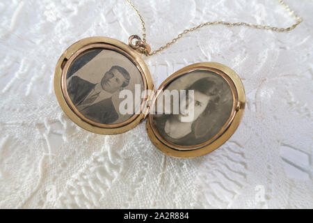 Still Life of Vintage Locket with Pictures, USA Stock Photo - Alamy
