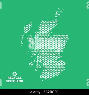 Scotland map made from recycling symbol. Environmental concept Stock ...