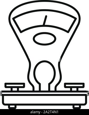 Icon of old mechanical scales. Outline object isolated on white. Vector ...