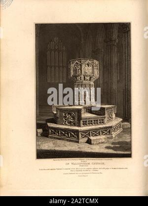 . English: Drawing of the baptismal font in Dorchester Abbey ...