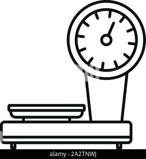 Icon of old mechanical scales. Outline object isolated on white. Vector ...