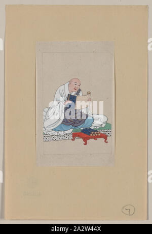 Religious figure, probably a monk, seated, facing slightly r Stock ...