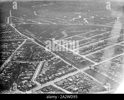 Glass Negative - Aerial View of Suburbs, circa 1940s, A monotone ...