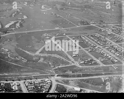 Glass Negative - Aerial View of Suburbs, circa 1940s, A black and white ...