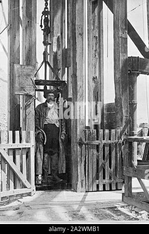 Negative - Berringa, Victoria, circa 1900, A group of miners at the ...