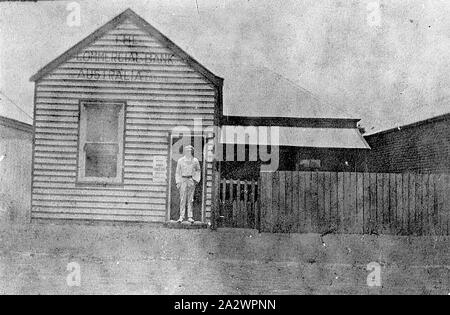 Negative - Berriwillock, Victoria, circa 1920, Man standing in door of ...