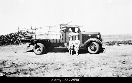 Negative - Mittyack, Victoria, circa 1935, Four children riding to ...
