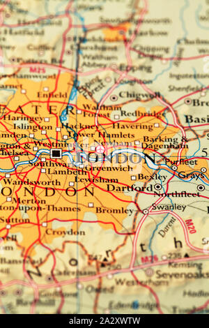 London on atlas world map Stock Photo - Alamy