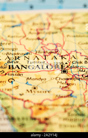 Bangalore India, on atlas world map Stock Photo - Alamy