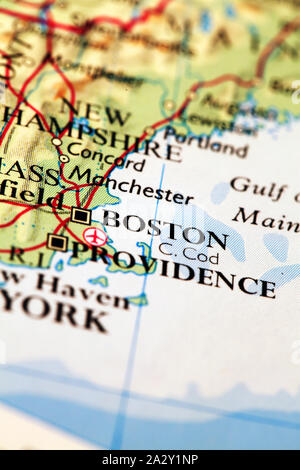 Boston USA, on atlas world map Stock Photo - Alamy
