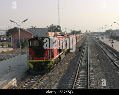 Train in a railway station, Benguela Province, Benguela, Angola Stock ...