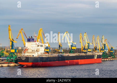 Riga Latvia. Merchant cargo shipping on Daugava River in Freeport of ...